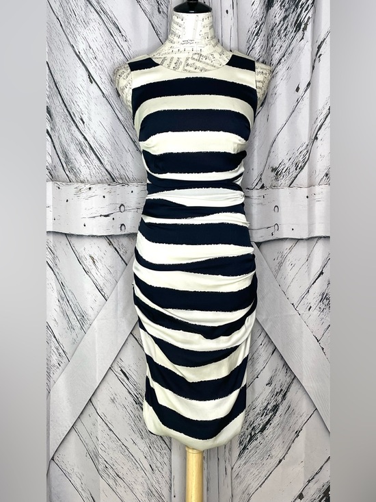 Dolce & Gabbana | Dresses | Dolce Gabbana Silk Stripe Ruched Dress ...